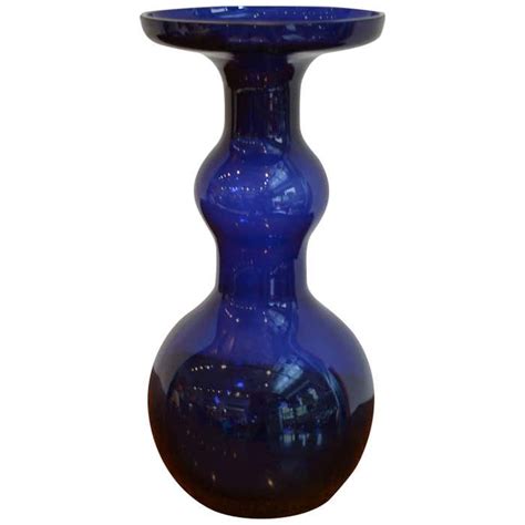 Mid Century Kaj Franck Cobalt Blue Glass Vase For Nuutajarvi Notsjo