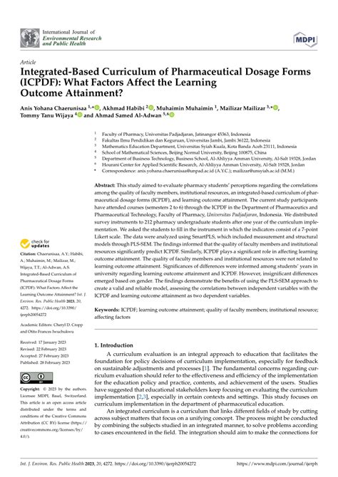 PDF Integrated Based Curriculum Of Pharmaceutical Dosage Forms ICPDF