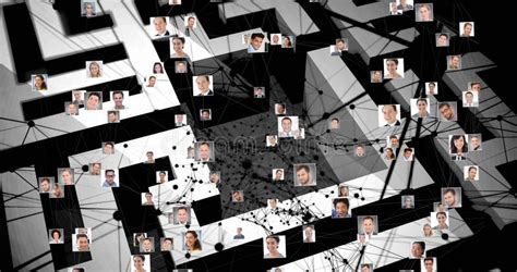 Animation Of Network Of Connections With Photos And Data Processing