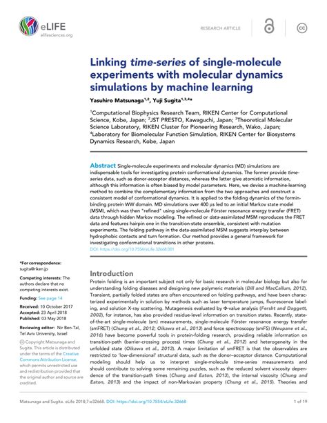 Pdf Linking Time Series Of Single Molecule Experiments With Molecular