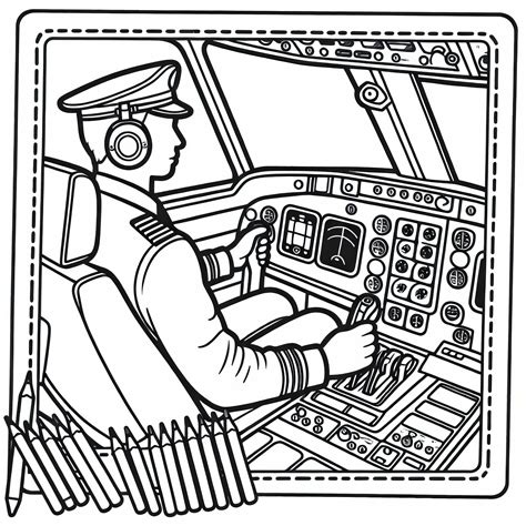 Pilote Dans Le Cockpit Image à Colorier Gratuite