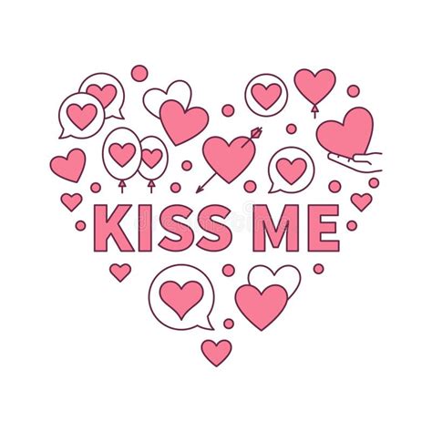 Kiss Me Heart Vector Outline Illustration Stock Vector Illustration
