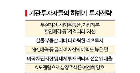 기관투자자 하반기 가격 괴리서 투자 기회 찾는다
