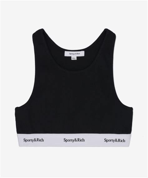 스포티앤리치 여성 세리프 로고 스포츠 브라 블랙 Tc1011bk 위시버킷