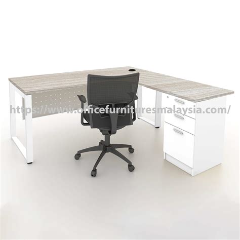 6 Ft X 6 Ft L Shape Table With Fixed Pedestal Meja Tulis Bergaya