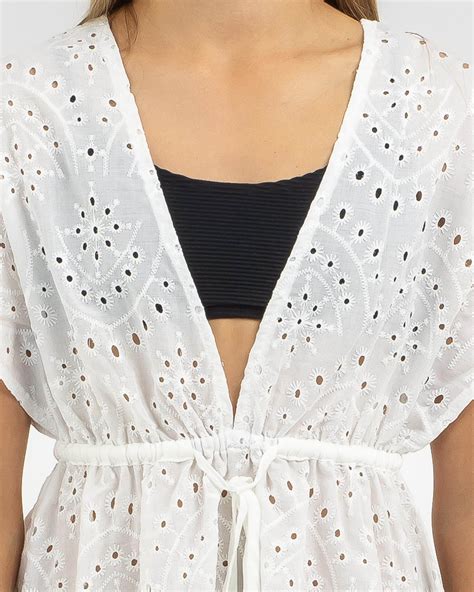 Shop Topanga Girls Azura Beach Cover In White Fast Shipping And Easy