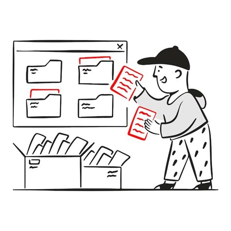 premium vector man organises files into folders
