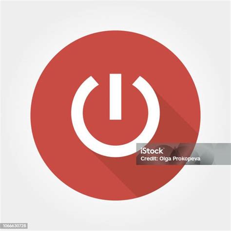 긴 그림자에 있는 전원 버튼 동그라미 아이콘입니다 평면 디자인 스타일입니다 끕니다에 버튼 간단한 실루엣입니다 세련 된 색상에서 아이콘 라운드 현대 미니멀리스트 0명에 대한