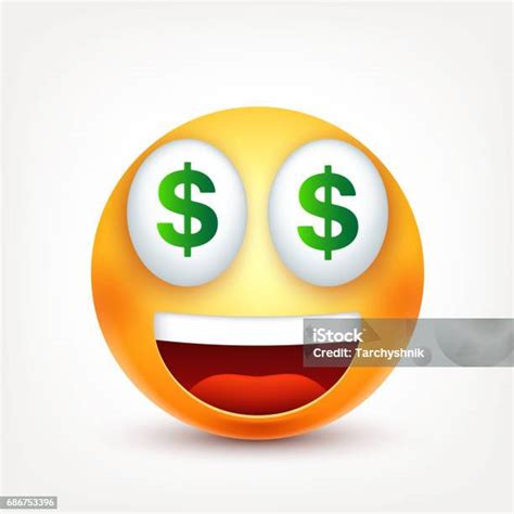웃는 얼굴 달러 웃는 이모티콘 감정이 있는 노란 얼굴 얼굴 표정 3d 현실적인 이모티콘 재미있는 만화 캐릭터 기분 웹