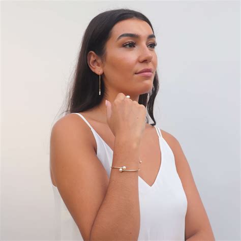 Round Pearl Bypass Bangle Modern Pearls Kiri And Belle