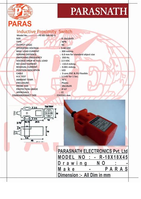 Indcutive Type Inductive Proximity Sensors Rectangular For Metal Sensing Vdc At
