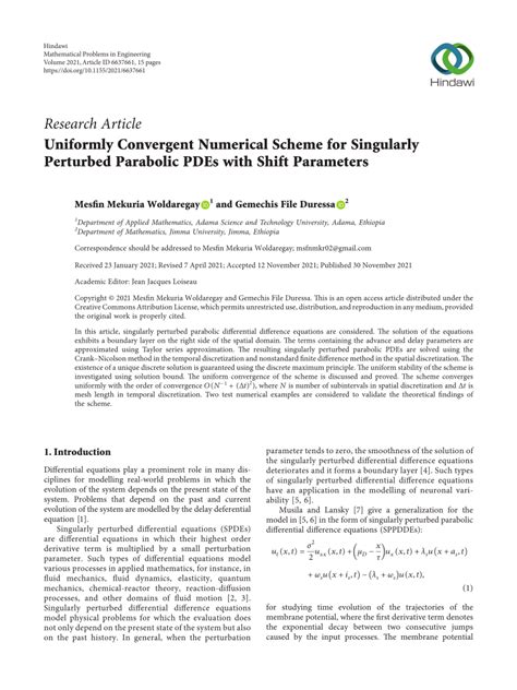 Pdf Uniformly Convergent Numerical Scheme For Singularly Perturbed