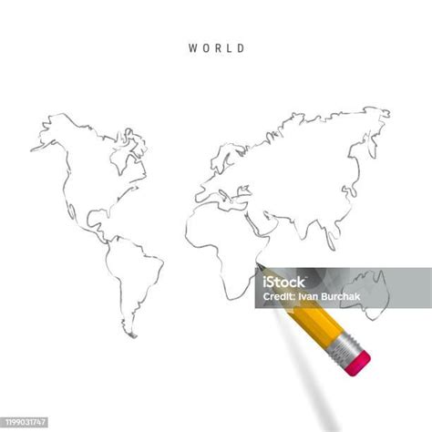 世界地圖集手繪草圖輪廓向量圖隔離在白色背景上向量圖形及更多地圖圖片 地圖 世界地圖 削尖 Istock