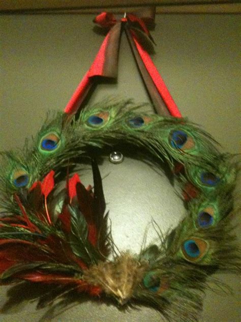 Peacock Feather Wreath I Made This Christmas Ornaments Feather