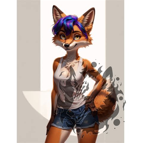 Anthro Fox Girl Image Digital Download Hd Image Unique Original Concept