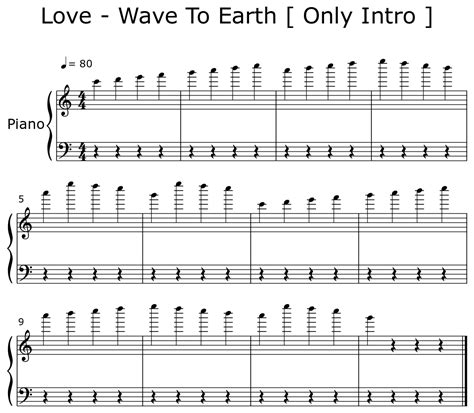 Love Wave To Earth Only Intro Sheet Music For Piano