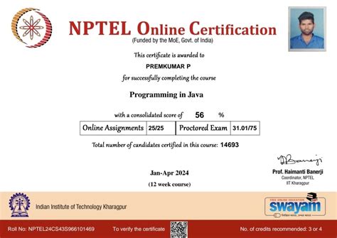 Premkumar P On Linkedin Nptel Javaprogramming Swayam