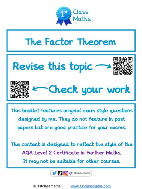 The Factor Theorem Exam Questions Pdf Mathematics Mathematical Relations