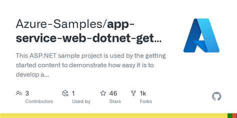 GitHub Azure Samples App Service Web Dotnet Get Started This ASP NET Sample Project Is Used