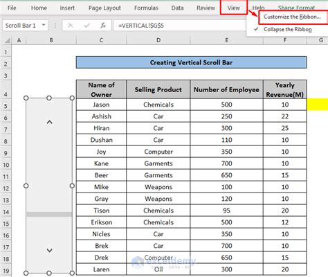 How To Insert Scroll Bar In Excel 2 Suitable Methods Exceldemy