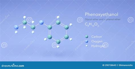 Phenoxyethanol Molecular Structure 3d Model Molecule Primary Alcohols Structural Chemical