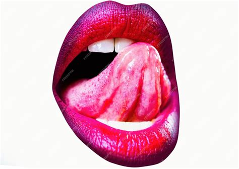 Premium Photo Red Lips Mouth And Tongue Icon Poster And Banner Of