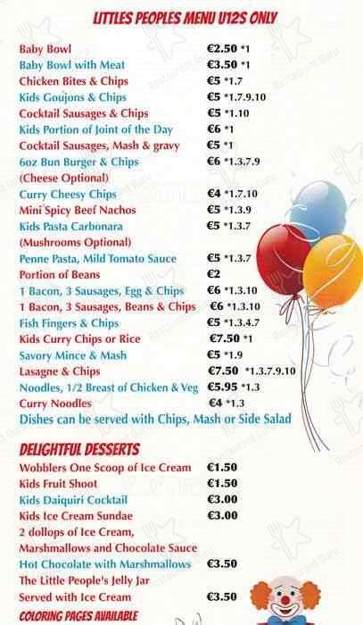 Menu At The Chipper Pub And Bar Dublin