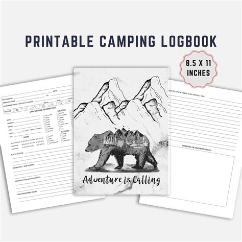 Printable Camping Logbook RV Travel Journal Camping Road Trip Tracker