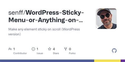 GitHub Senff WordPress Sticky Menu Or Anything On Scroll Make Any Element Sticky On Scroll