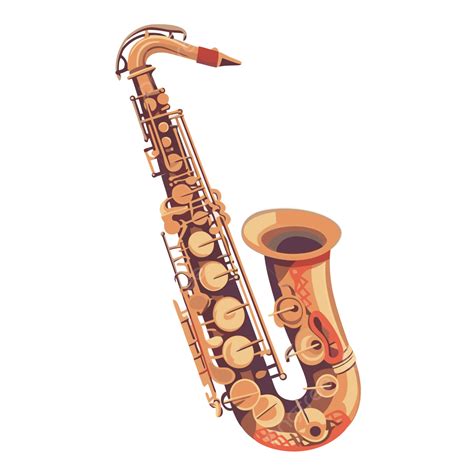 Alto Sax Sticker Clipart Vintage Saxophone Illustration On White