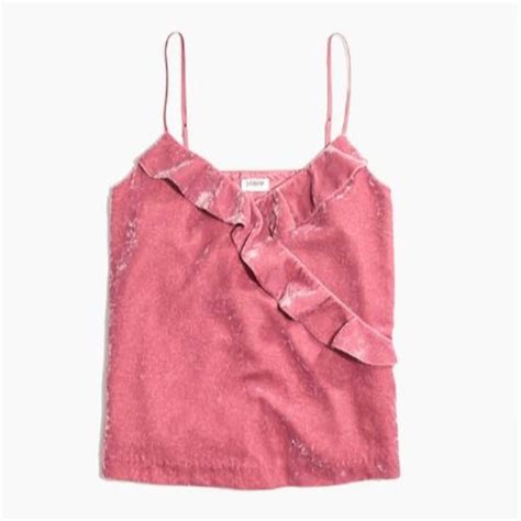 J Crew Factory Tops Jcrewvelvet Ruffle Cami Color Gauva Berry Poshmark