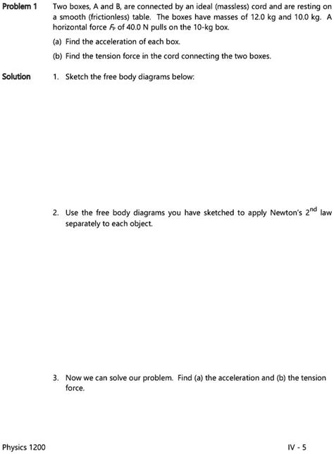 solved problem two boxes a and b are connected by an ideal massless