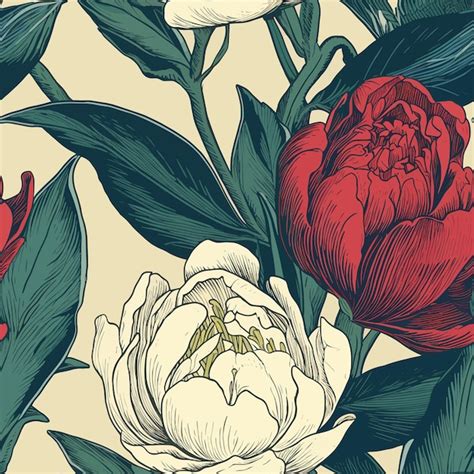 Premium Vector Seamless Colorful Peony Pattern