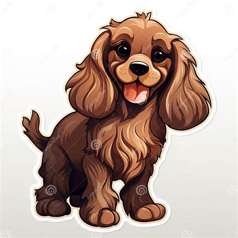 Lindo Dibujo Animado Cocker Spaniel Perro Pegatina Libre Vectorial Arte