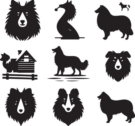 silueta sólido vector icono conjunto de perro razas canino perro sabueso cachorro chucho