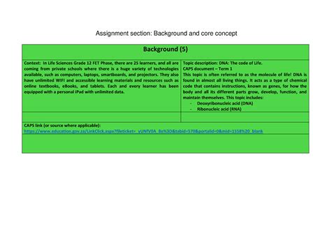 Assignment Background Assignment Section Background And Core Concept