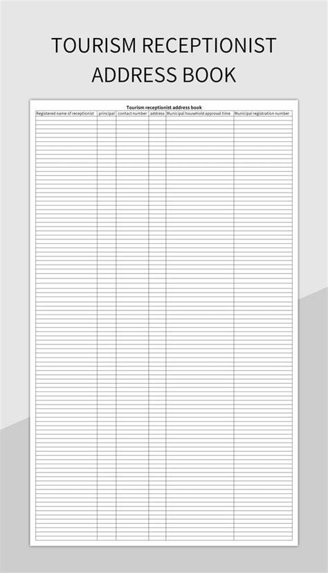 Free Tourism Receptionist Address Book Templates For Google Sheets And