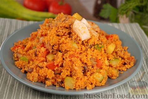 Рецепт: Кускус с курицей, грибами и кабачками (на сковороде) на ...