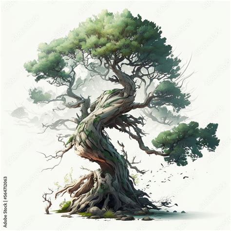 AI Generated Tree On White Background For D Scenes Stock Illustration
