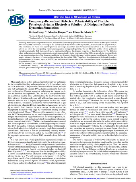 Pdf Frequency Dependent Dielectric Polarizability Of Flexible Polyelectrolytes In Electrolyte