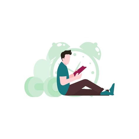 Hombre Leyendo Un Libro Sentado En El Suelo Vector Premium