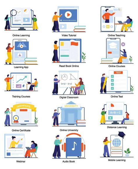 Download E Learning And Virtual Education Concept Set For Free Elearning Education Learning