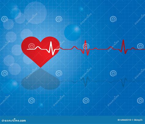 Red Heart With Ekg Medical Design Stock Vector Illustration Of