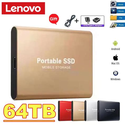 Lenovo 1TB Portable SSD 2TB External Solid State Drive 500GB High Speed ...