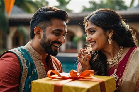 Premium Photo An Indian Couples Excitement Palpable As They Dive Int