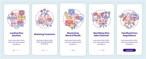 Business Sales Problems Onboarding Mobile App Screen Landing New Startup Walkthrough 5 Steps