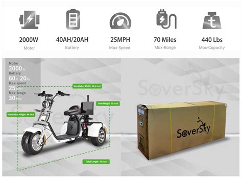 Soversky T73 Electric Fat Tire 2000w Golf Trike Ebike Haul