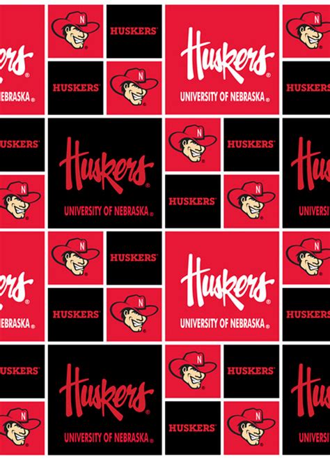 University Of Nebraska Cotton Fabric Geometric Pattern Free Shipping