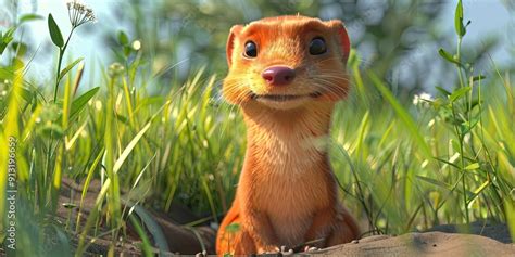 Mongoose 3d Animation Cartoon Style Colorful Happy Friendly 3d
