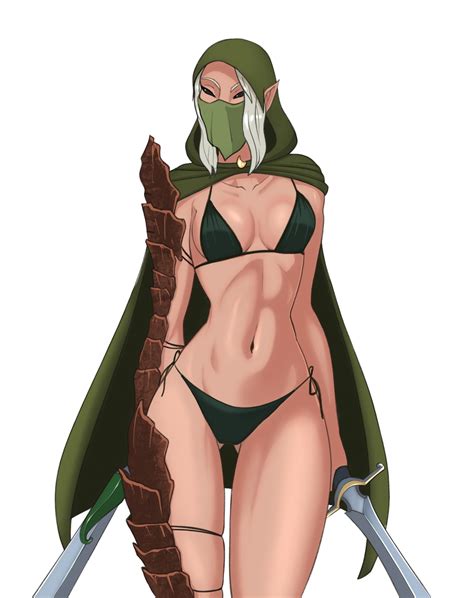 Rule 34 1girls Bikini Black Eyes Black Pupils Black Sclera Elf Elf Ears Facemask Female Female